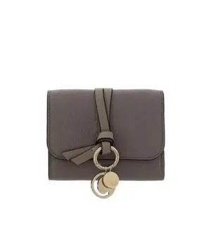 Chloé Logo Plaque Tri-fold Wallet - Gray