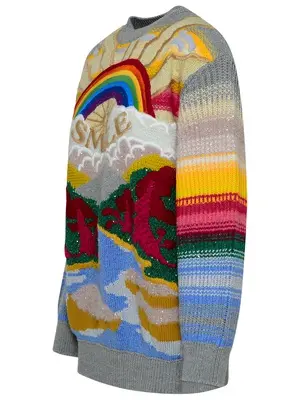 Stella McCartney Smile Embroidered Crewneck Jumper - Gray