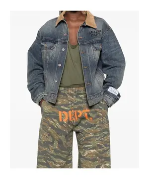 GALLERY DEPT. Distressed Denim Jacket With Contrast Collar