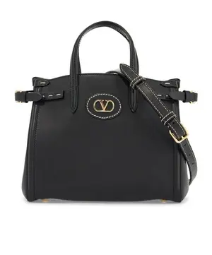 Valentino Garavani Antibes Vlogo Plaque Small Top Handle Bag - Black