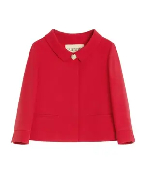 Valentino Garavani Crepe Couture Cropped Jacket With Jewel Detail