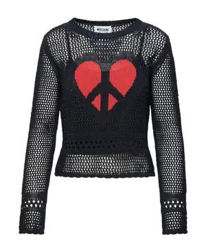 Moschino Crochet Knit Jumper With Heart Logo