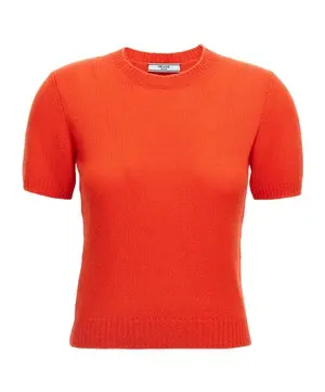Prada Ribbed Knit Short-sleeve Crewneck Sweater