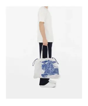 Burberry Ekd Logo-printed Drawstring Tote Bag