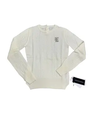 Ermanno Scervino Round Neck Long Sleeve Sweater With Embellishment