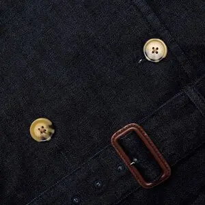 SELF-PORTRAIT Belted Denim Jacket With Exaggerated Collar - Black
