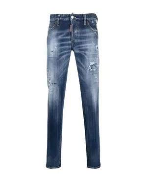 Dsquared2 Mid-wash Distressed Slim Fit Jeans
