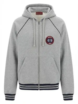 Gucci Felted Cotton Zipped Jacket With Patch And Embroidery