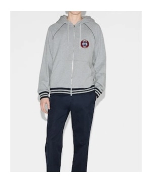 Gucci Felted Cotton Zipped Jacket With Patch And Embroidery - Grey