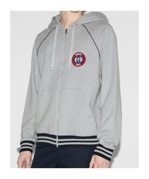 Gucci Felted Cotton Zipped Jacket With Patch And Embroidery - Grey