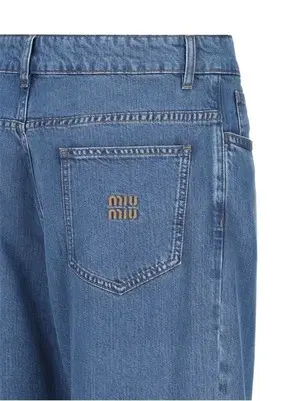 Miu Miu Logo-embroidered Straight-leg Denim Jeans - Blue