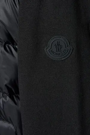 Moncler Zip-up Padded Cardigan With Logo Patch - Black