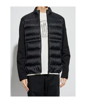 Moncler Zip-up Padded Cardigan With Logo Patch - Black
