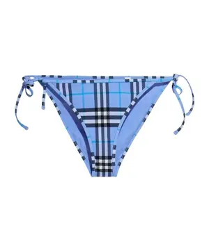 Burberry Checked Side-tied Bikini Briefs - Blue