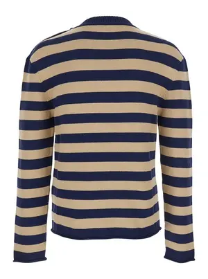 Balmain Long Sleeve Striped Sweater With Button Detail