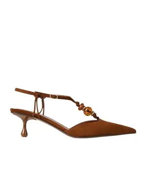 JIMMY CHOO Lauri Bead-embellished Pumps - Brown