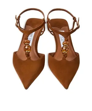 JIMMY CHOO Lauri Bead-embellished Pumps - Brown