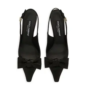 Dolce & Gabbana Satin Slingback Heels With Bow Detail