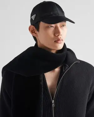 Prada Ribbed Knit Zip-up Cardigan With Triangular Logo