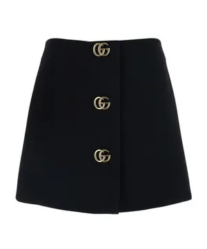 Gucci Double G Button Crêpe Skirt