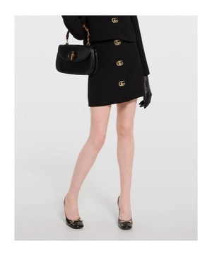 Gucci Double G Button Crêpe Skirt