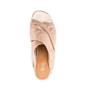 FORTE_FORTE Metallic Gathered Heeled Mules