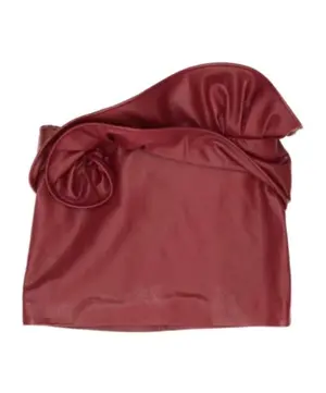 Magda Butrym Mini Leather Skirt With Ruffled Hem - Red