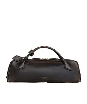 Alaïa Le Teckel Clutch In Aged Leather - Black