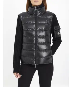 Moncler Long-sleeved Cardigan With Nylon Padding