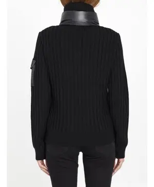Moncler Long-sleeved Cardigan With Nylon Padding