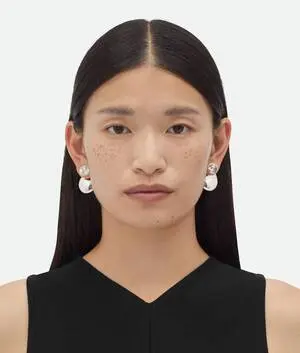 Bottega Veneta Concave Earrings In Silver - Gray