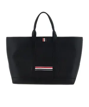 Thom Browne Medium Leather Tote Bag - Black