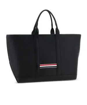 Thom Browne Medium Leather Tote Bag - Black