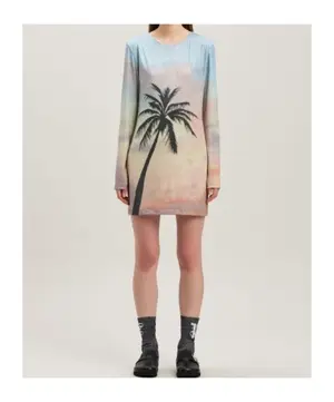 Palm Angels Sunrise Palm Lurex Mini Dress