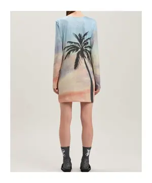 Palm Angels Sunrise Palm Lurex Mini Dress