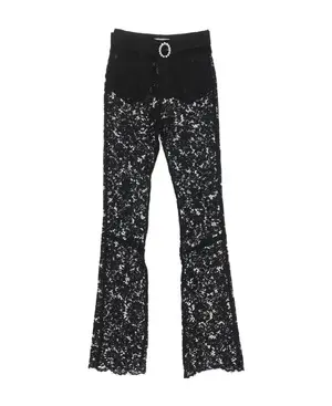 Alessandra Rich Lace Wide Leg Pants With Embellished Detail