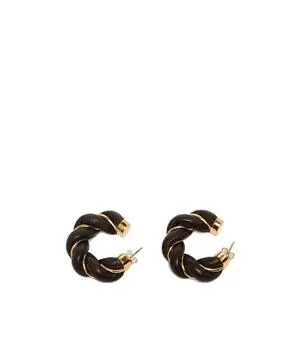 Bottega Veneta Twisted Hoop Earrings - Black