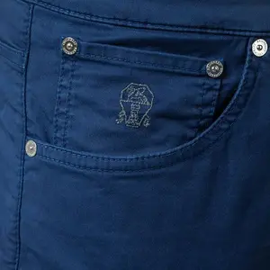 Brunello Cucinelli Embroidered Belted Trousers - Blue