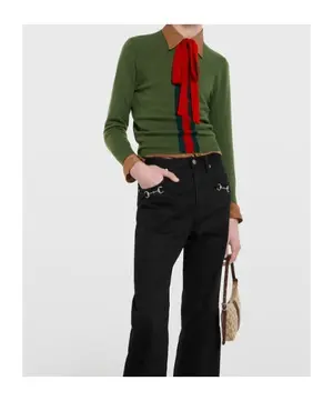 Gucci Cashmere Knit Sweater With Ribbon Detail