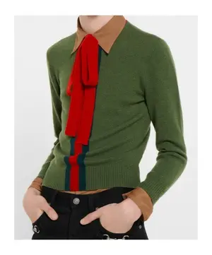 Gucci Cashmere Knit Sweater With Ribbon Detail