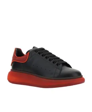 Alexander McQueen Low-top Lace-up Sneakers With Contrast Heel Detail - Black