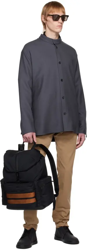 Zegna Logo Printed Stripe-trimmed Backpack