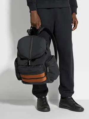Zegna Logo Printed Stripe-trimmed Backpack