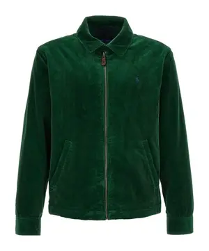 Polo Ralph Lauren 8 Wale Corduroy Embroidered Pony Windbreaker Jacket - Green