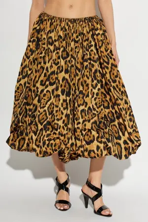Alaïa Gathered Animal-pattern Skirt - Dark/caramel Color