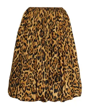 ALAÏA Alaia Gathered Animal-Pattern Skirt