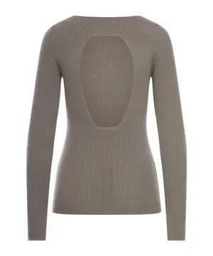 Rick Owens Ribbed Knit Top With Back Cut-out - Gray