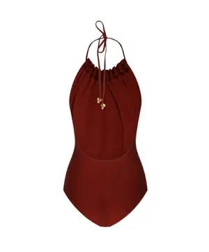 Zimmermann Halter Neck Swimsuit With Gold Beading - Red