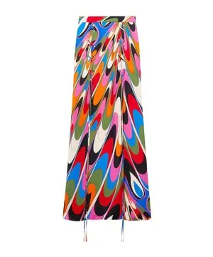 Emilio Pucci Marmo-printed High-waist Lace-up Maxi Skirt