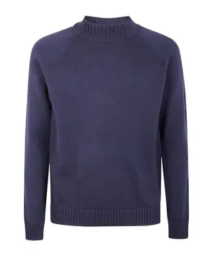 ZANONE Ribbed Mock Neck Jumper - Blue